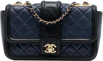 Chanel Hobo Bags - Medium Bicolor Quilted Lambskin Elegant CC Flap - Gr. unisize - in Blau - f&uuml;r Damen