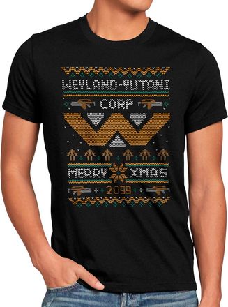 style3 Merry Xenomorph Herren T-Shirt Xmas Weihnachten Weihnachtspullover Pulli Ugly Sweater Strick, Gr&ouml;&szlig;e:3XL