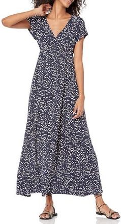 Amazon Essentials Robe longue cintrée (disponible en grande taille) Femme, Bleu Marine Rose Animaux Abstrait, XS