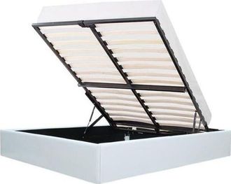 Les Tendances Les Tendances - Lit plateforme avec coffre de rangement pour couchage 140 x 200 cm pu blanc