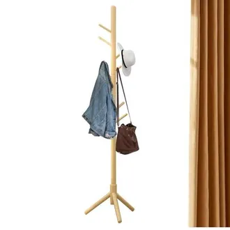 Generic Portemanteau en bois pour v&ecirc;tements | &Eacute;l&eacute;gant porte-manteau autoportant | Portemanteau sur pied avec 8 crochets, parfait pour organiser manteaux, &eacute;cha