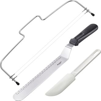 Westmark Back-Set inkl. 1 Tortenbodenteiler mit 2 Schneiddrähten, Simplex-Duo + 1 Winkelpalette mit Maßangaben + 1 Schaber/Kuchenlöser - 100% rostfreier Edelst