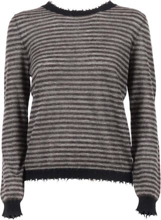 KANGRA Femme, Pulls, Gris, Taille: 40 FR Girocollo Rigato Rifin. Sfrangiate