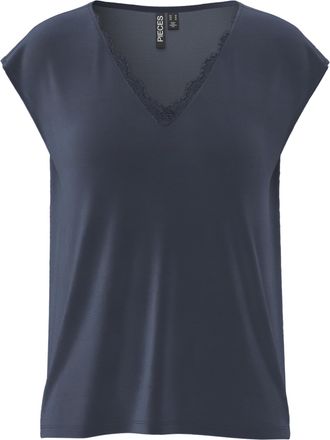 Pieces Pckamala Lace V-Neck Tee JRS Fc Bc