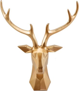 Generic Westerndeko, Goldene Hirschkopf Wanddekoration, geometrisch Hirschgeweih, Wandskulptur handgefertigt, Wanddeko für Schlafzimmer, Wohnzimmer, Galerie(5