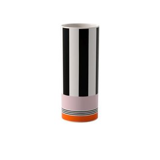 Villeroy & Boch Memphis Home Vase Klein Bunt, Schwarz-Wei&szlig;e Deko-Vase mit Orangenen und Rosafarbigen Akzenten, Blumenvase, Dekoration, Ikonisches Design, Deko Wohnung