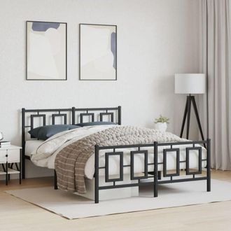 vidaXL Cadre de lit m&eacute;tal sans matelas avec pied de lit noir 135x190cm Vidaxl