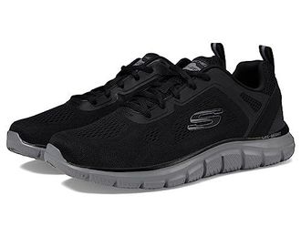 Skechers Baskets Track Broader pour Homme, Bordure en Maille Noire PU Anthracite, 41 EU