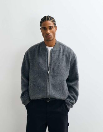 Asos Bomber oversize en imitation laine - Gris