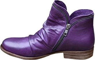 Generic Couleurs Solid Boots Fashion Chaussures courtes pour femmes Retro Cheville Casual Zipper bottes pour femmes Bottines Pour Femmes Habill&eacute;es Bout Ouvert