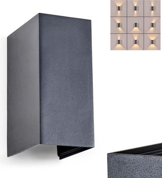 HOFSTEIN LED Außenwandleuchte Hoods, Wandlampe aus Metall in Anthrazit, Wandleuchte mit verstellbaren Up&Down Effekten, Außenleuchte für Eingangsbereich, LED 5
