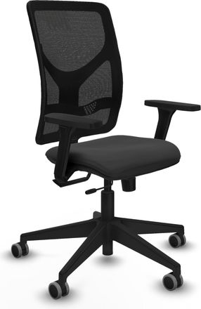 Piqueras y Crespo B&uuml;rostuhl mit 3D-Armen, h&ouml;henverstellbare Lendenwirbelst&uuml;tze, ausgestattet mit Syncro/Translack und Schneideschaum, Schwarz/Dunkelgrau