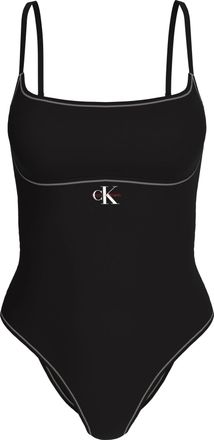 Calvin Klein Swimwear Badeanzug, Damen, Gr. L (40), N-Gr, schwarz, Jersey, Obermaterial: 67% Nylon, 33% Elasthan, CALVIN KLEIN SWIMWEAR, unifarben, Badeanz&uuml;ge Badeanzug, K&ouml;