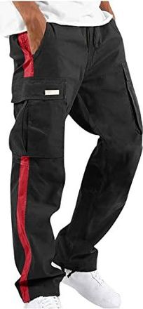 Generic Pantalon cargo extensible pour homme - Pantalon de travail classique - Polyvalent - Confortable - Cordon de serrage - Taille &eacute;lastique - Pantalon d&eacute;co