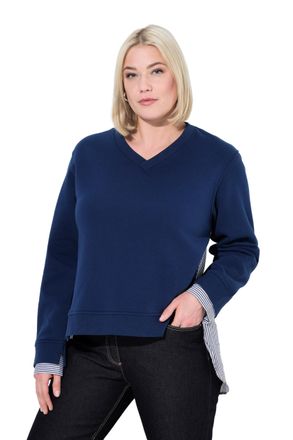 Ulla Popken Damen große Größen Übergrößen Plus Size 2-in-1-Sweatshirt, V-Ausschnitt, Langarm
