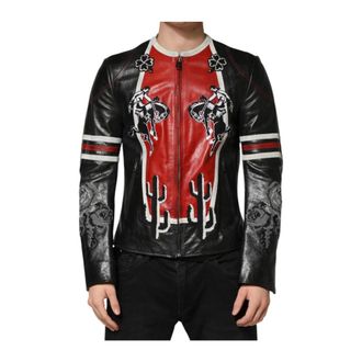 Dolce & Gabbana Homme, Vestes, Multicolore, Taille: L Guns N Roses Full Zip Biker Jacket