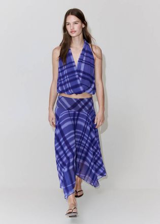 Mango Top imprim&eacute; emmanchures am&eacute;ricaines bleu - Femme - XS - MANGO