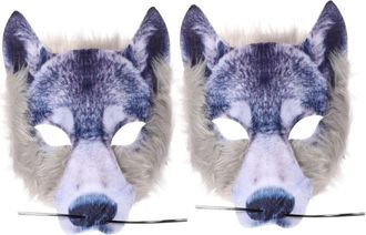 Soimiss 2 St&uuml;ck Fellige Wolf Halbgesichtsmaske Halloween Party Maske Realistisch Atmungsaktiv Wiederverwendbar Bequem f&uuml;r Karneval Kost&uuml;m und Maskenball