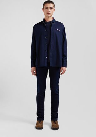 Eden Park Chemise En Coton Oxford Bleu Marine Noeud Papillon Cercl&eacute; Coupe Regular