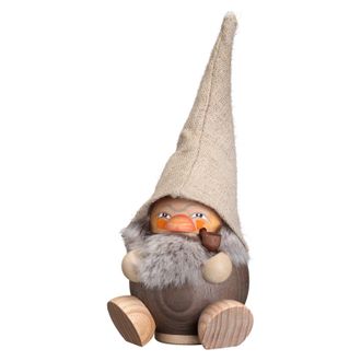 Seiffener Volkskunst | Räuchermann Figur | Waldzwerg 19 cm | Räucherfigur | Räuchermännchen Erzgebirge Original | 19034 | Waldzwerg Steingrau