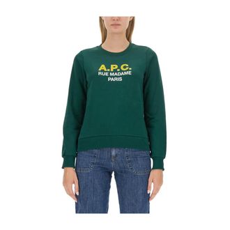A.P.C. A.p.c., Femme, Sweatshirts et sweats &agrave; capuche, Vert, Taille: 40 FR SweaT-shirt Logo
