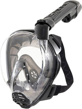 Cressi seit 1946 - Komodo Schnorchelmaske Vollmaske Dry mit 180°- Sichtfeld - CO2 Sicher - 100% Beschlagfreies Silikon - Seitlicher Schnorchel - Verstellbare