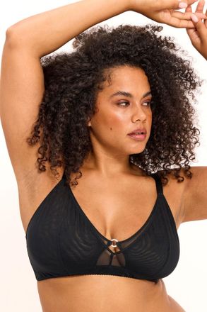 Understatement Damen vegan Bralette Aus Netzstoff Mit Doppeltem Dreieck, Plus Schwarz