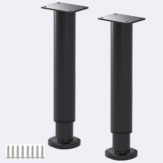 Generic Verstellbare M&ouml;belf&uuml;&szlig;e, 2er-Set Metallf&uuml;&szlig;e F&uuml;r Kommoden, Schreibtische Und Regale - Robuste Ersatzf&uuml;&szlig;e Mit Rutschfester Unterseite(Schwarz,55-90cm)