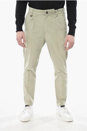 Paolo Pecora Velour Chino Trousers with Single Pleat and Belt Loops size 48
