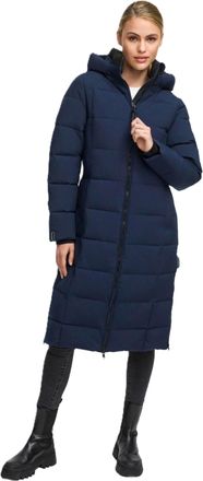 Marikoo Damen Wintermantel (XS-6XL) - gesteppt, abnehmbare Kapuze, 6 Taschen, Rippkragen - N079 - Navy Gr&ouml;&szlig;e 3XL - Gr.3XL
