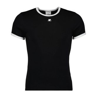 Courr&egrave;ges Contrast Signature T-Shirt - - Tops - Herren - Schwarzk - L