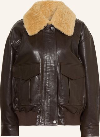 Max Mara Weekend Max Mara Lederjacke Calata Mit Abnehmbarem Kragen braun