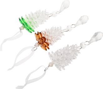 Aboofan 3stücke Künstliche Tannenzapfen Ornamente Aus Acryl Transparent Glitzernd Zum Aufhängen Mit Schnur Als Weihnachtsbaumdekoration Und Festlicher Hängesc