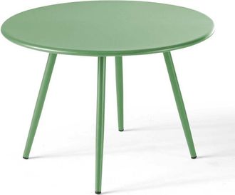 Oviala Table basse de jardin ronde en m&eacute;tal vert cactus 40 cm - Palavas