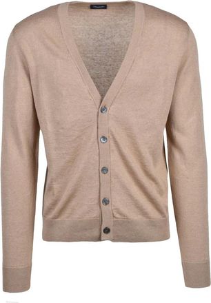 Drumohr Homme, Pulls, Beige, Taille: M Cardigan col en V avec boutons