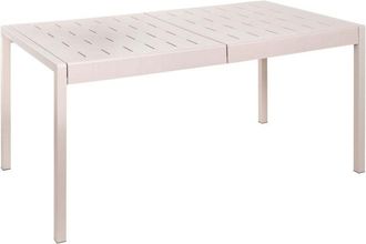 Beliani Gartentisch beige Kunststoffgestell 154 x 84 cm 4-6 Sitzer wetterfest f&uuml;r Garten Terrasse Au&szlig;enbereich Outdoor