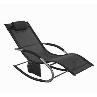 SoBuy Chaise Longue Transat Pliable Jardin Fer - Bain de Soleil Ergonomique à Bascule Relax - Fauteuil Extérieur Confortable Plage pour Terrasse Balcon Camp