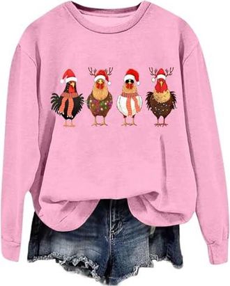 Generic Pull Moche Noel Femme Pull Noel Drole Sweatshirt Ample a Col Rond Imprimé de Noël pour Femme