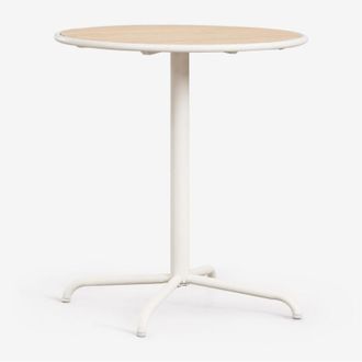 Sklum Runder Gartentisch &Oslash;65 cm aus Stahl und Akazienholz Tilda Gardenia Wei&szlig;
