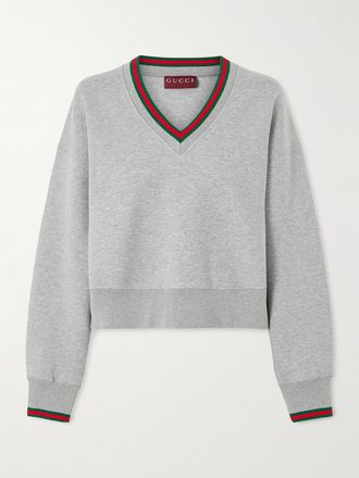 Gucci Pullover Aus Jersey Aus Einer Baumwollmischung Mit Streifen - Grau