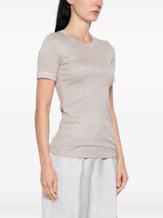 PESERICO Womens Embellished Round Neck T-Shirt Ss26 W