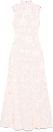 Rotate robe longue à fleurs en résille - Rose