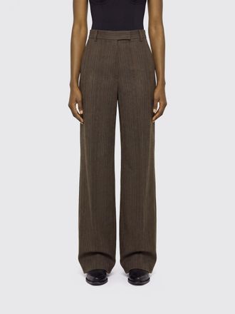 Dries Van Noten Gestreifte, hoch taillierte Wollhose mit weitem Bein