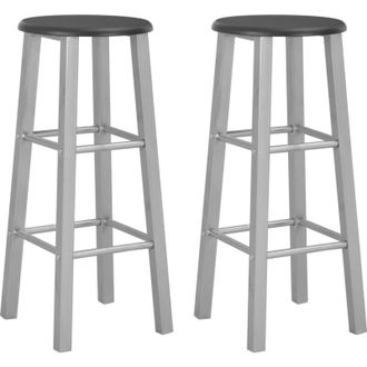 vidaXL Vidaxl - Tabourets de bar lot de 2 argent&eacute; mdf