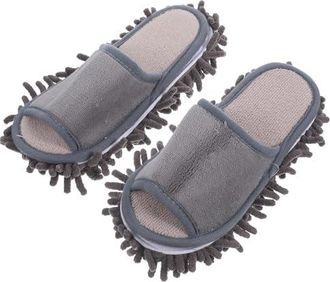 BESTONZON Pantoufles Balai en Microfibre Gris Taille S Pantoufles DIntérieur pour Nettoyage Rapide des Sols en Coton Réutilisables pour Maison et Usage Quotidie