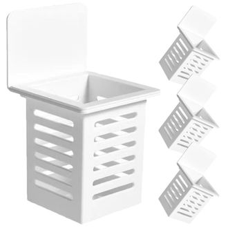 OSALADI 4 St&uuml;ck Bohrfreies Wandmontage Duschregal aus Robustem PP Wei&szlig; Platzsparendes Badezimmer und K&uuml;chen Organizer Wandhalter f&uuml;r Shampoo Seife und K&uuml;chenu