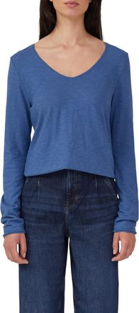 s.Oliver Jersey-Shirt mit V-Ausschnitt und Rollsaum