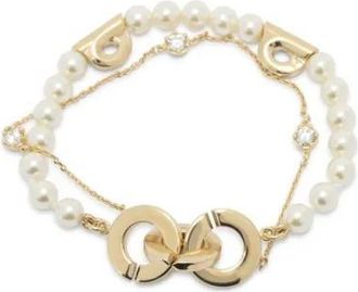 Ferragamo Armband - Double-Strand Gancini Pearl Bracelet With Crystal - Gr. ONE SIZE - in Mehrfarbig - f&uuml;r Damen