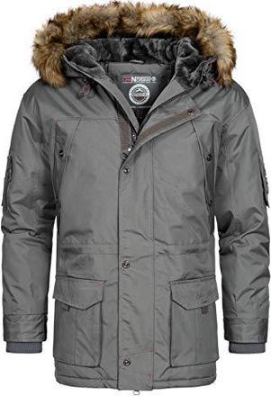 Geographical Norway Abiosaure Men Distribrands - Veste Chaude Homme Impermeable - Manteau Epais Capuche Fourrure Outdoor - Blouson Coupe Vent Hiver Doublure Exterieur (Gr