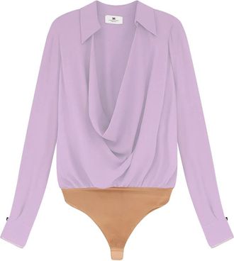 Elisabetta Franchi Femme, Tops, Violet, Taille: 40 FR Bodysuit en georgette de viscose
